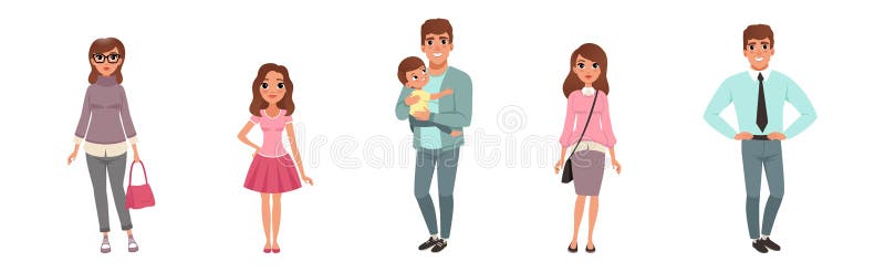 Man and Woman in Different Age Vector Set Stock Vector - Illustration ...