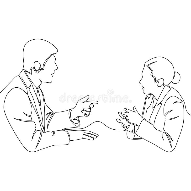 Continuous Line Drawing of Two Women Discussing Signing Paperworks ...