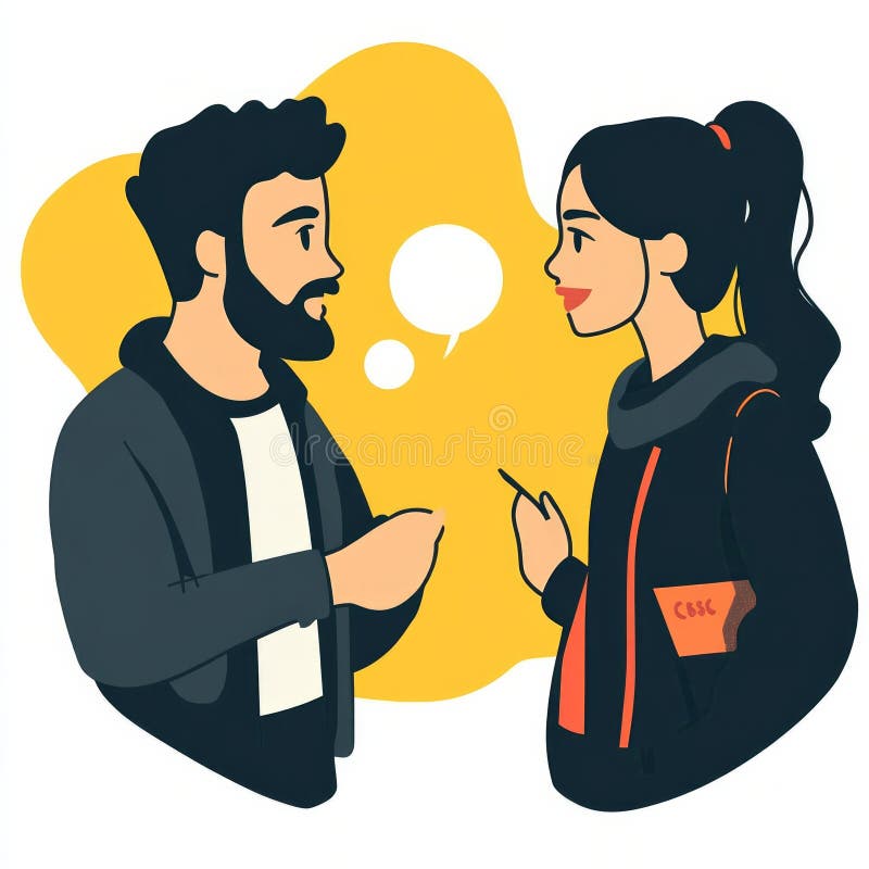 Conversation Two People Speech Bubble Yellow Background Stock Photos ...