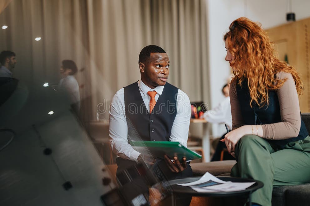 Two People Collaborating in a Modern Business Environment Stock Image ...