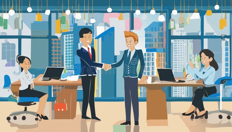 A Man and a Woman are Engaging in a Friendly Handshake in a Modern ...