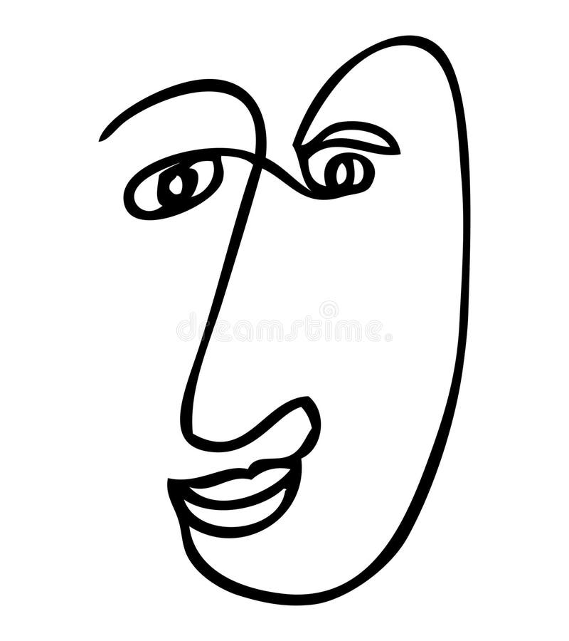 Simple Man Face Simple Vector Single One Line Art, Continuous Stock ...