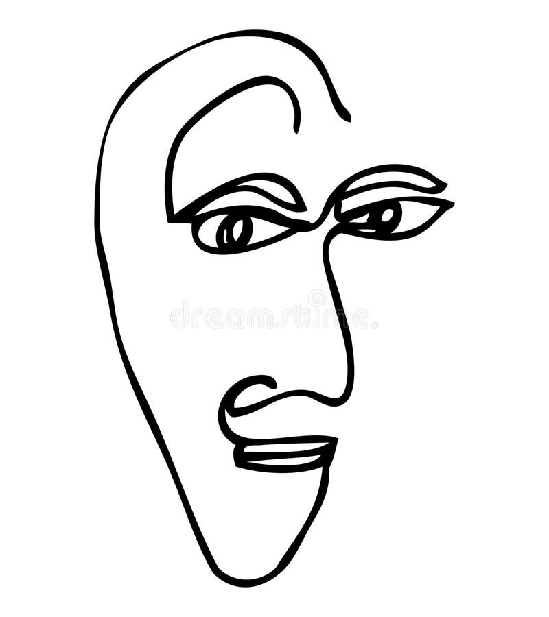 Simple Woman Face Vector Sketch Single One Line Art, Continuous Stock ...