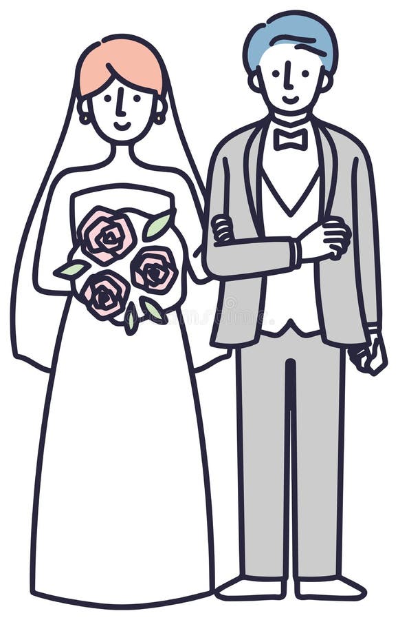 Man and Woman Getting Married Wedding Simple Illustration Stock Vector ...