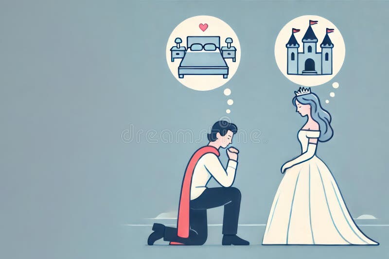 A Man and a Woman Have Different Expectations when Proposing. Space for ...