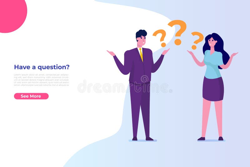 Man and Woman Have a Question. Finding Answers, Solutions To Problems ...
