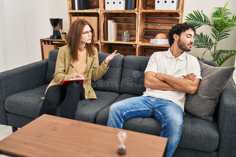 Man and Woman Having Psychology Session at Psychology Center Stock ...