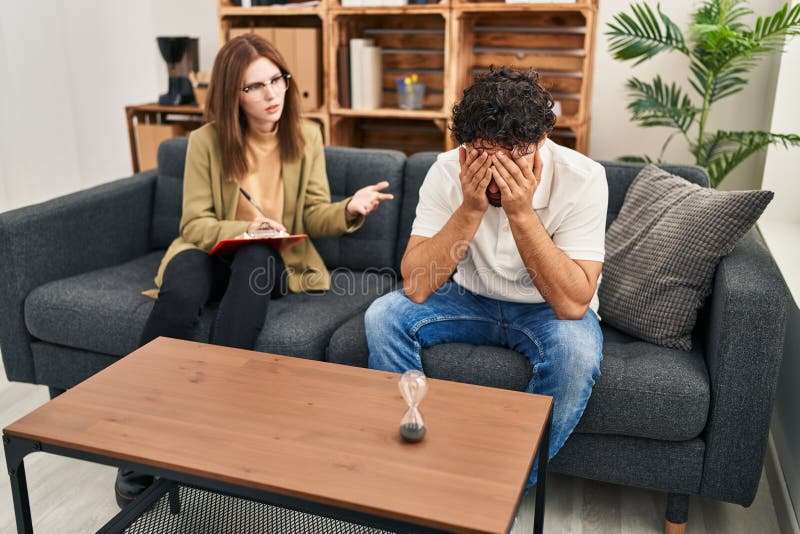 Man and Woman Having Psychology Session at Psychology Center Stock ...