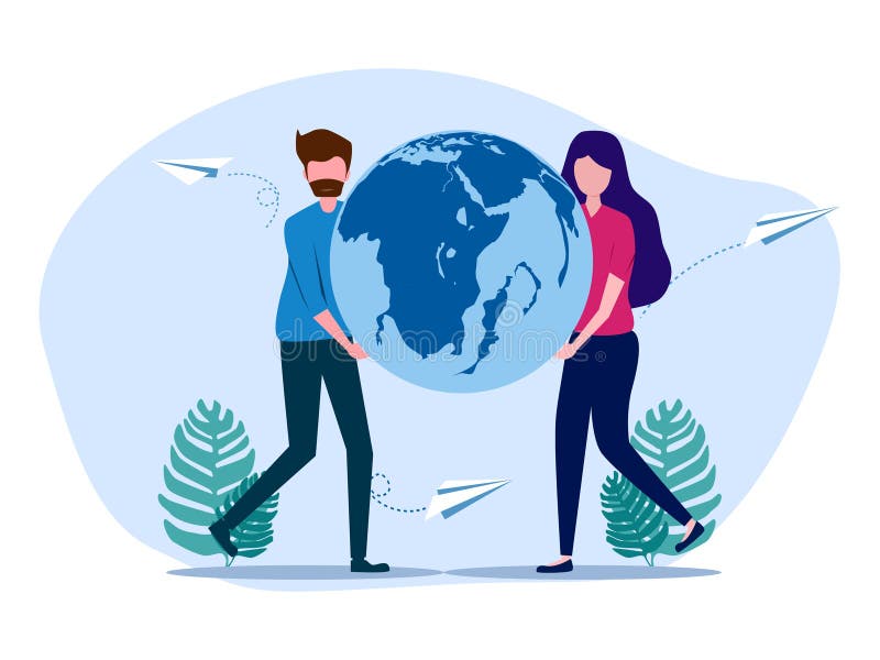 Man and Woman Holding the Globe. Concept of Sustainability or ...