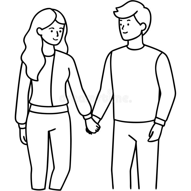 A Man And A Woman Are Holding Hands Stock Illustration Illustration Of Love Silhouette 336655308