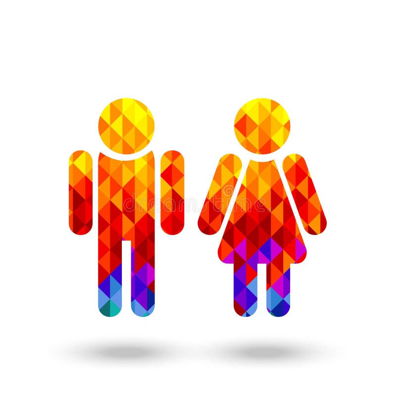 Man and Woman Icon Makes of Bright Multicolored Low Poly Triangles ...