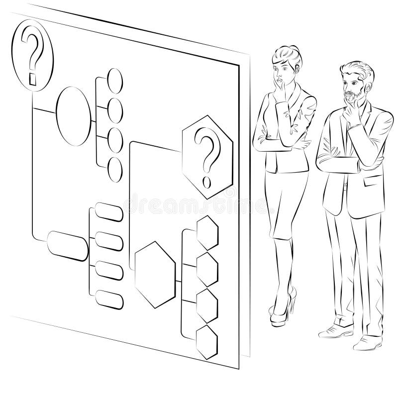 Man and Woman Identify Problems. Sketch Stock Vector - Illustration of ...