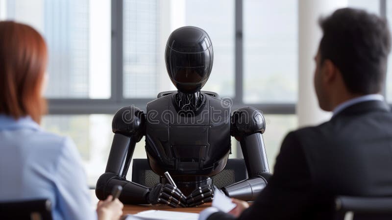 Robot interviewing diverse stock illustration. Illustration of ...