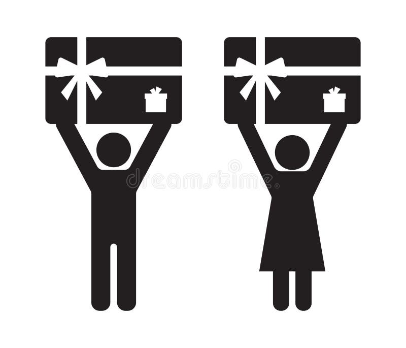 Man and woman keep gift stock vector. Illustration of hand - 272586654