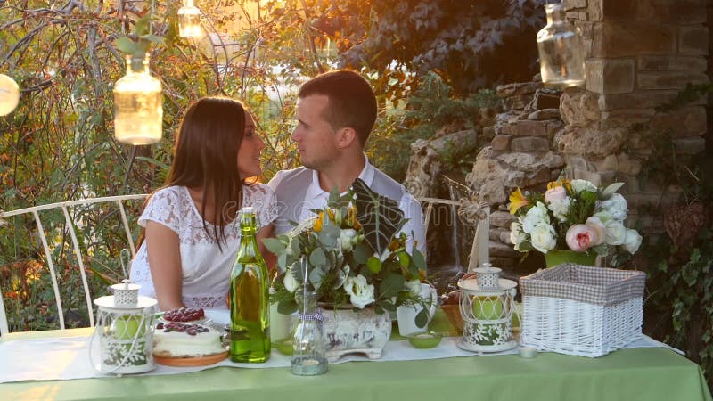 Man and Woman Kissing at the Holiday Table Stock Footage - Video of ...