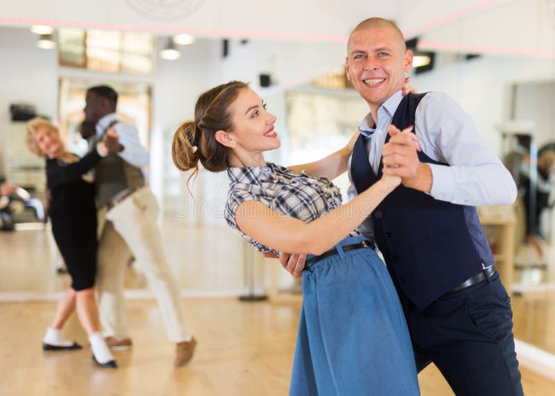 Man and Woman Learning To Dance Classical Ballroom Dance Stock Photo ...