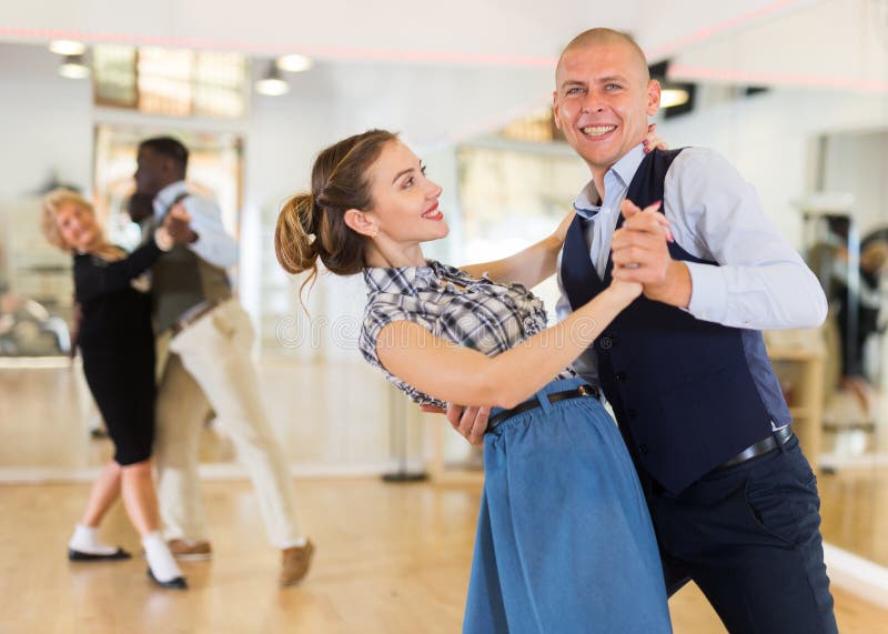 Man and Woman Learning To Dance Classical Ballroom Dance Stock Photo ...