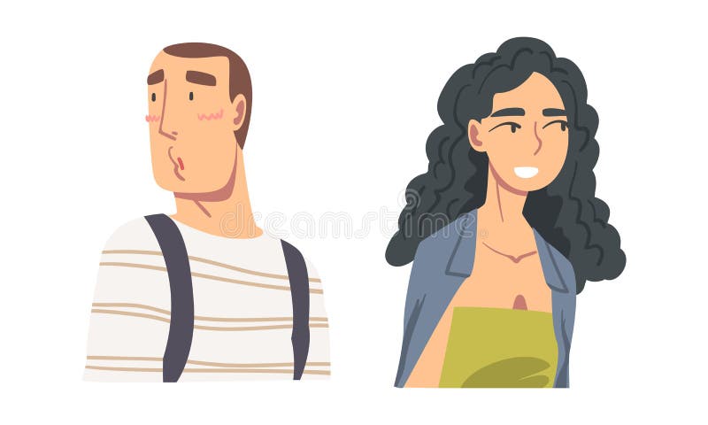 Man and Woman Looking in Different Direction with Face Expression ...