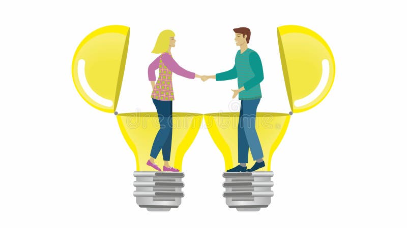 Man and Woman Making Commitment about Idea. Vector Illustration. Stock ...