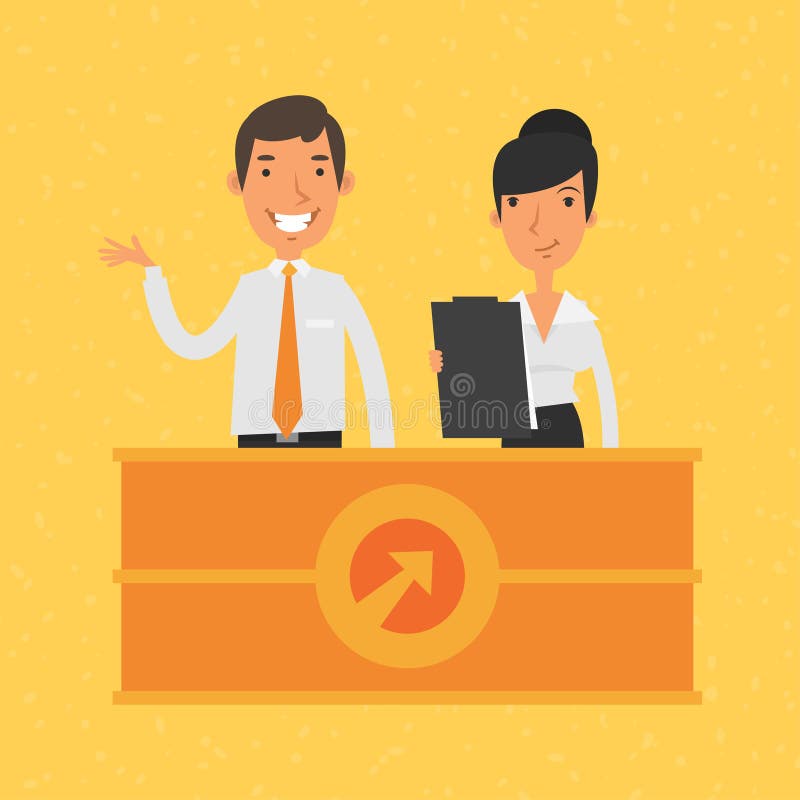 Man and Woman Manager and Reception Stock Vector - Illustration of ...