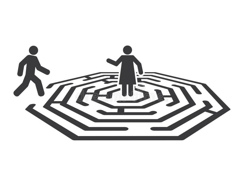 Man and woman in maze stock vector. Illustration of creative - 330522725
