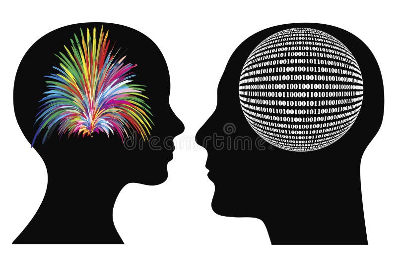 Difference between Brain of Woman and Man - Cartoo Stock Illustration ...
