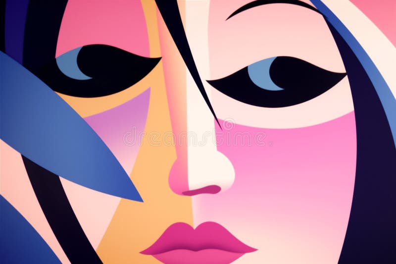 Modern Woman Abstract Sign Graphic Fashion Portrait Cubist Cubism Face