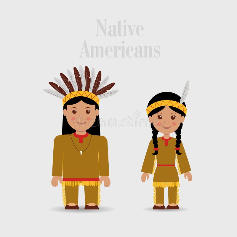 Man and Woman in Native American Costume Stock Vector - Illustration of ...