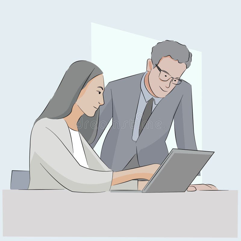 Man Woman Office Worker Having a Discussion Stock Vector - Illustration ...