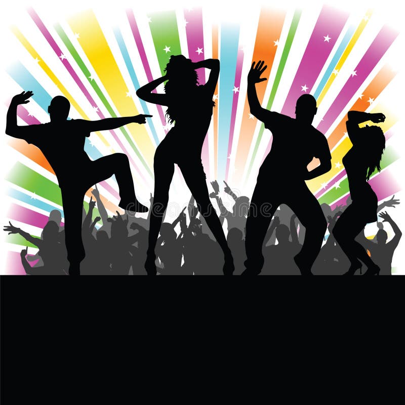 Man and Woman Fun in Party with Circle Frame Stock Vector ...