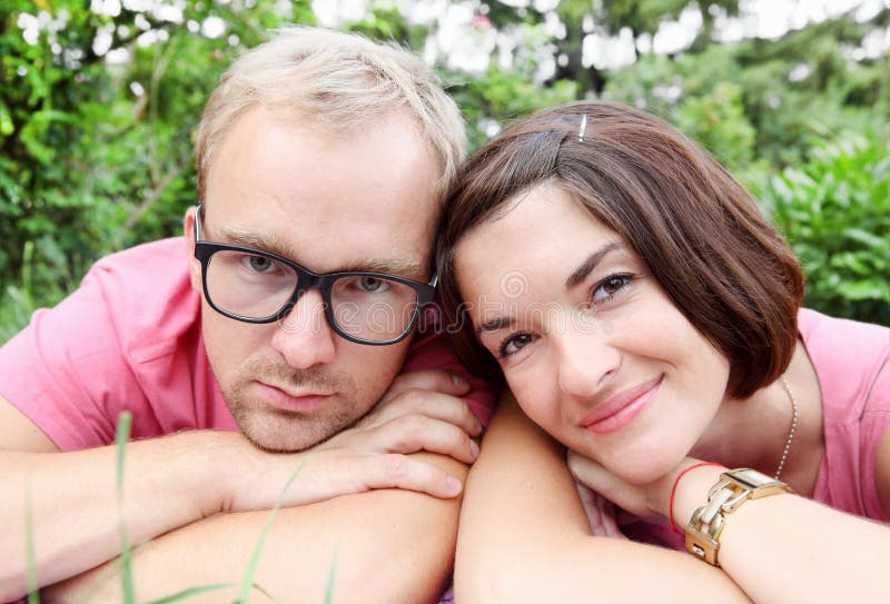 Woman Fondling Man on Picnic Stock Photo - Image of male, caressing ...