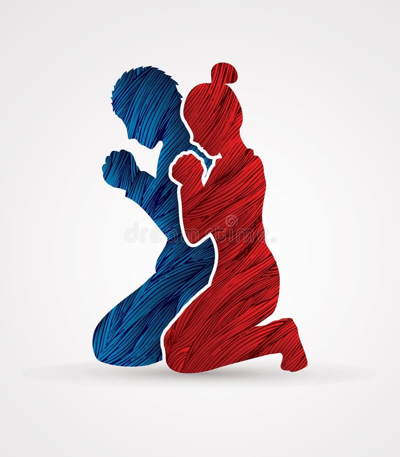 Man and Woman Prayer Shadow Stock Vector - Illustration of love, belief ...