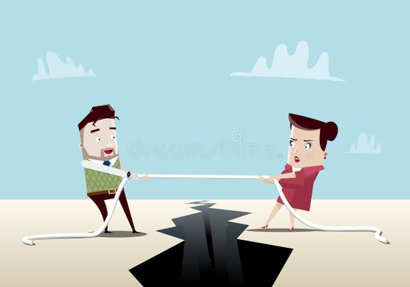 Man and Woman Pulling the Rope Stock Vector - Illustration of girl ...