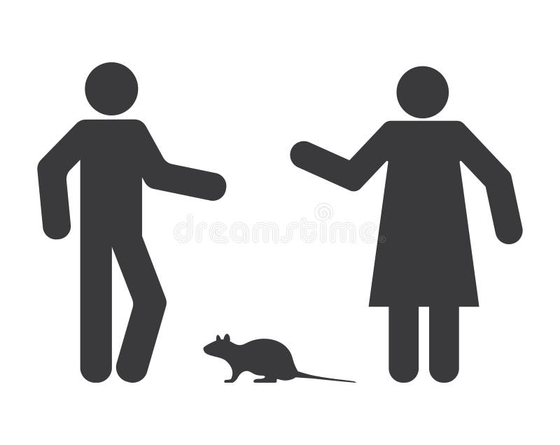 Man and Woman with Rat Mouse Stock Vector - Illustration of emblem ...