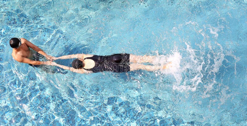 Man and Woman Relaxing in the Pool Stock Photo - Image of activity ...