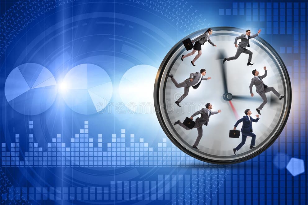 Man and Woman Running on Clock Stock Image - Image of meeting, pressure ...