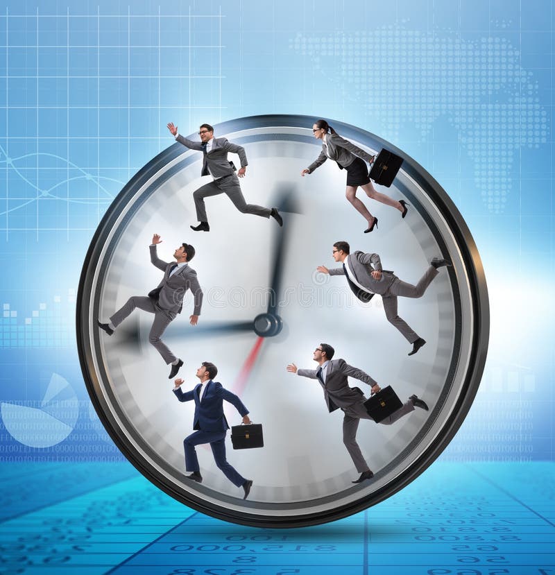 Man and Woman Running on Clock Stock Photo - Image of hour, meeting ...