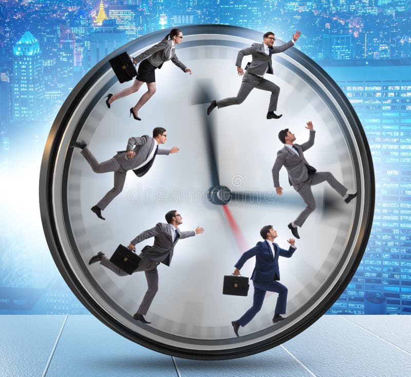 Man and Woman Running on Clock Stock Image - Image of hour, concept ...