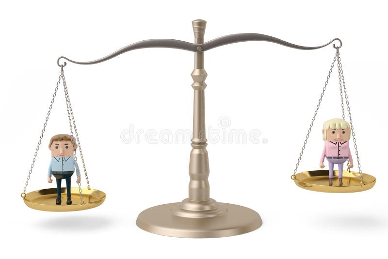 A Man and Woman on the Scales,3D Illustration. Stock Illustration ...