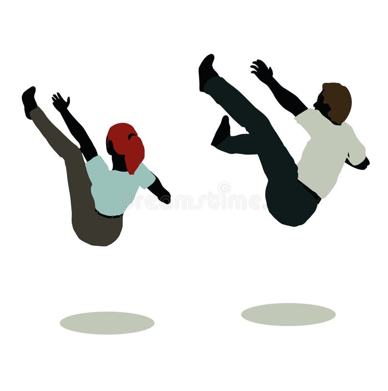 EPS 10 Illustration of a Man in Falling Pose on White Background Stock ...