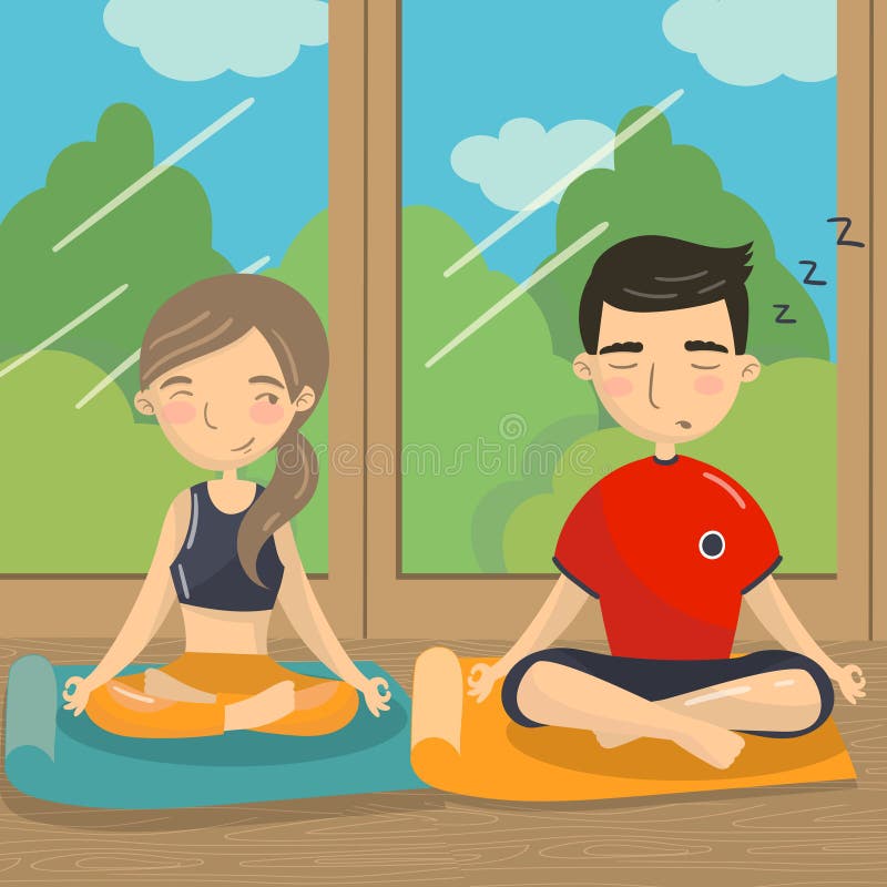 Man Woman Sitting Lotus Position Stock Illustrations 917 Man Woman