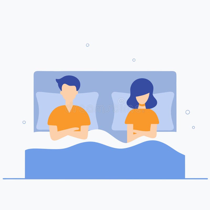 A Man and Woman are Sleeping in a Bed Stock Image - Illustration of ...