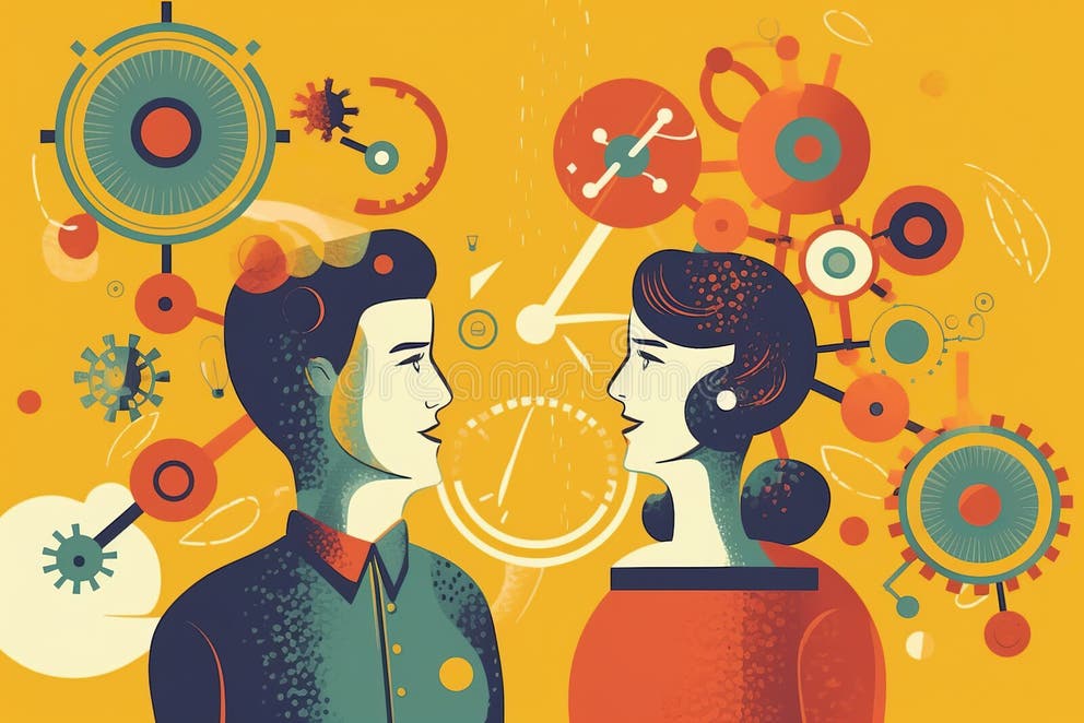 Man and Woman Solving Problems Talking To Each Other, Concept of ...