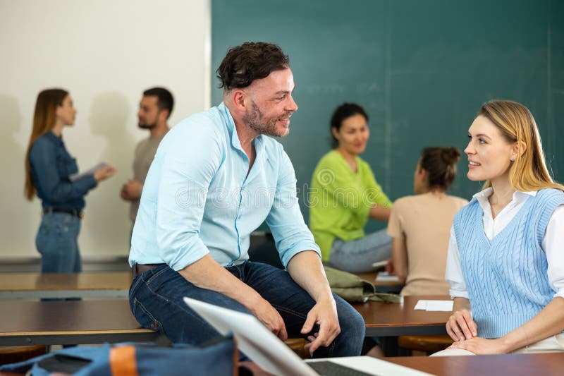 Man and Woman Students Having Conversation during Recess Stock Image ... Man and Woman Students Having Conversation during Recess Stock Image ...