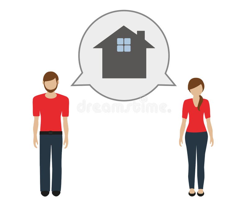 Man and Woman Talk about House Stock Vector - Illustration of flat ...