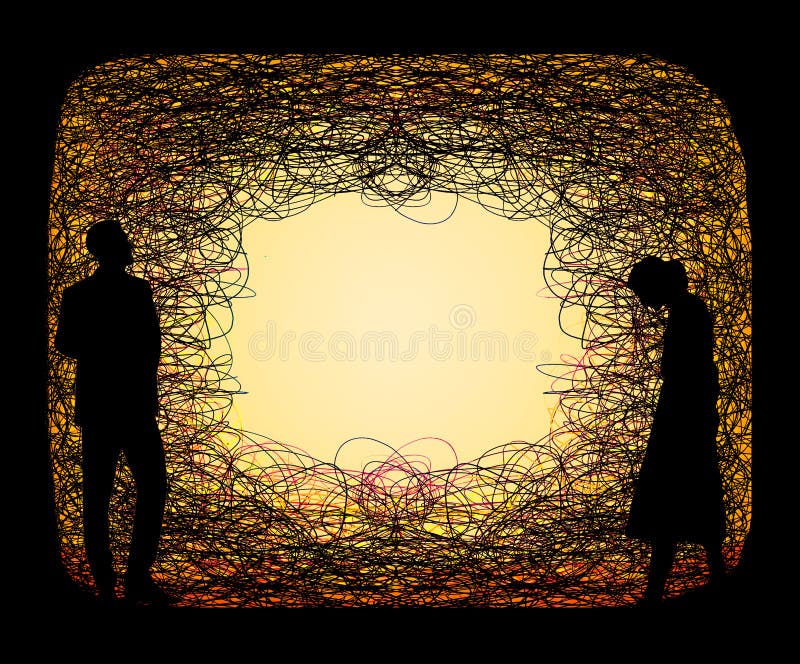 A Man and a Woman are in a Tangle of Lines in an Illustration about ...