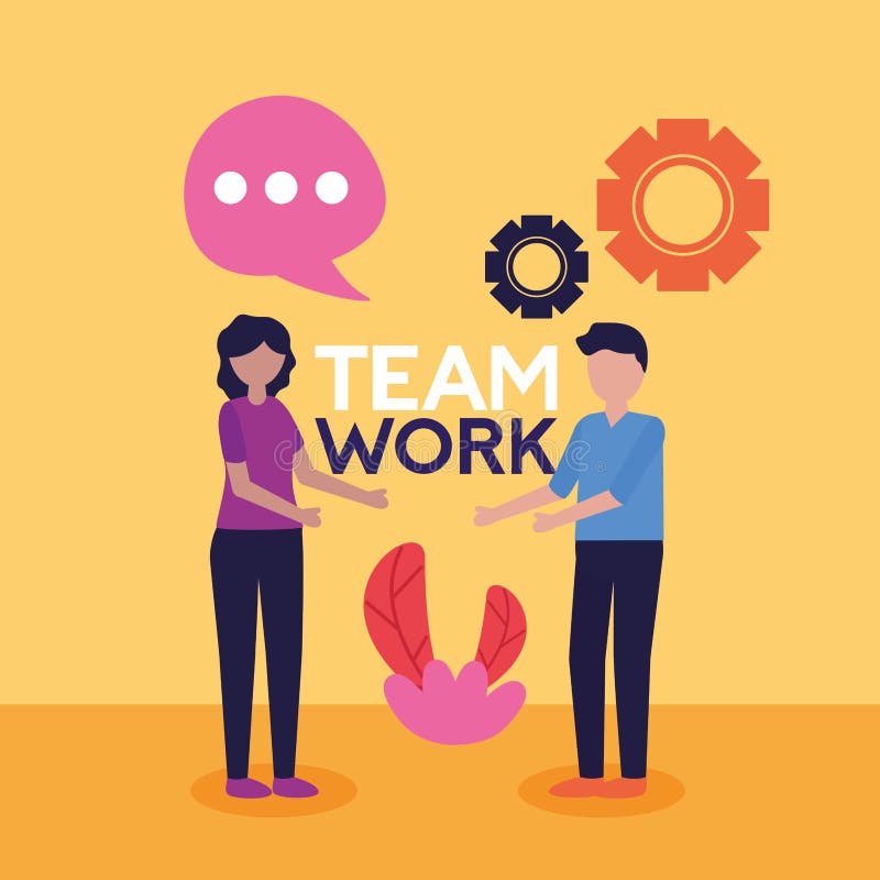 Woman and Man with Teamwork Icon Vector Design Stock Illustration ...