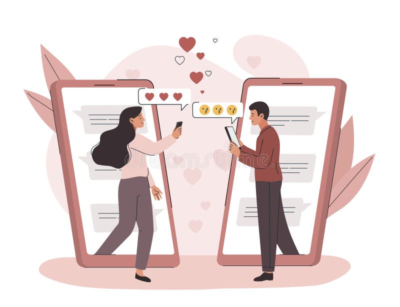 Cartoon Man Texting Vector Woman Stock Illustrations – 876 Cartoon Man ...