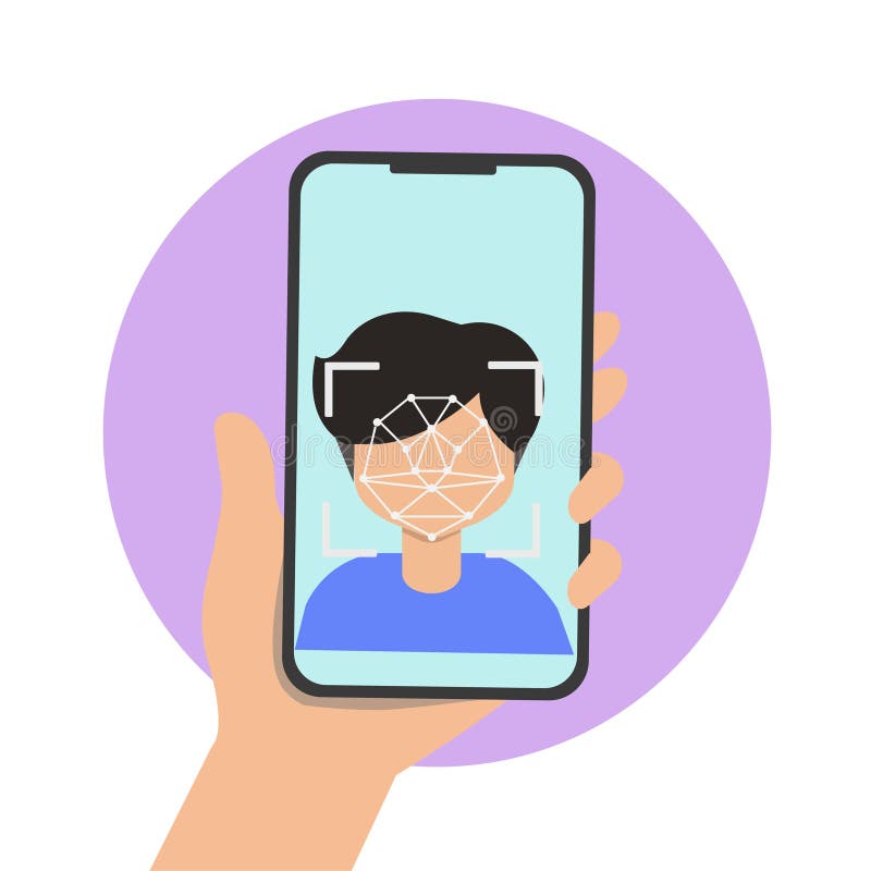 Man or Woman Using Biometric Identification Scan Face Recognition with ...