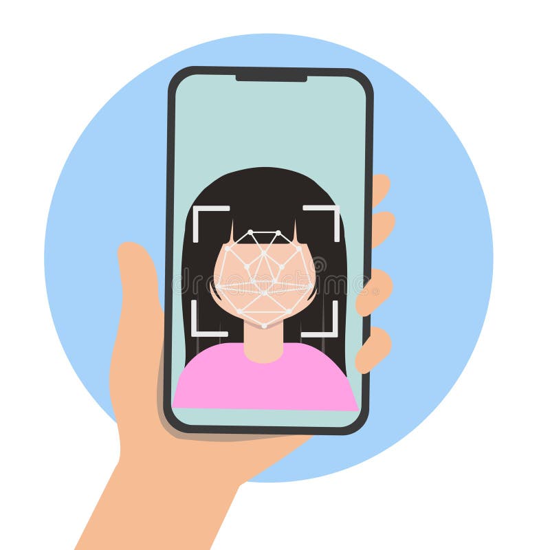 Man or Woman Using Biometric Identification Scan Face Recognition with ...